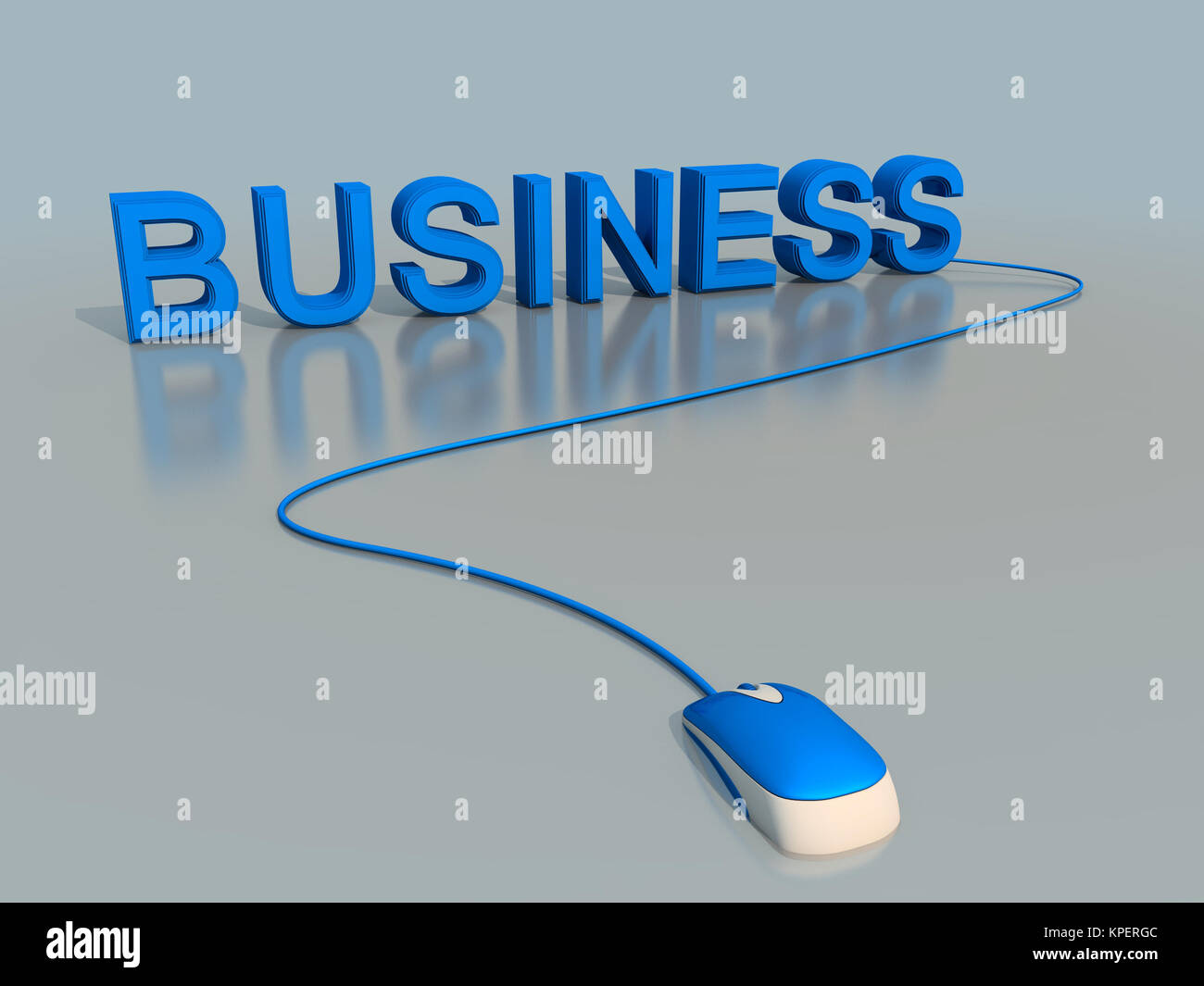 a mouse connected to a 3d word business Stock Photo - Alamy