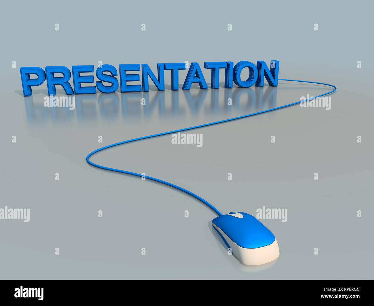 a mouse connected to a 3d word presentation Stock Photo - Alamy
