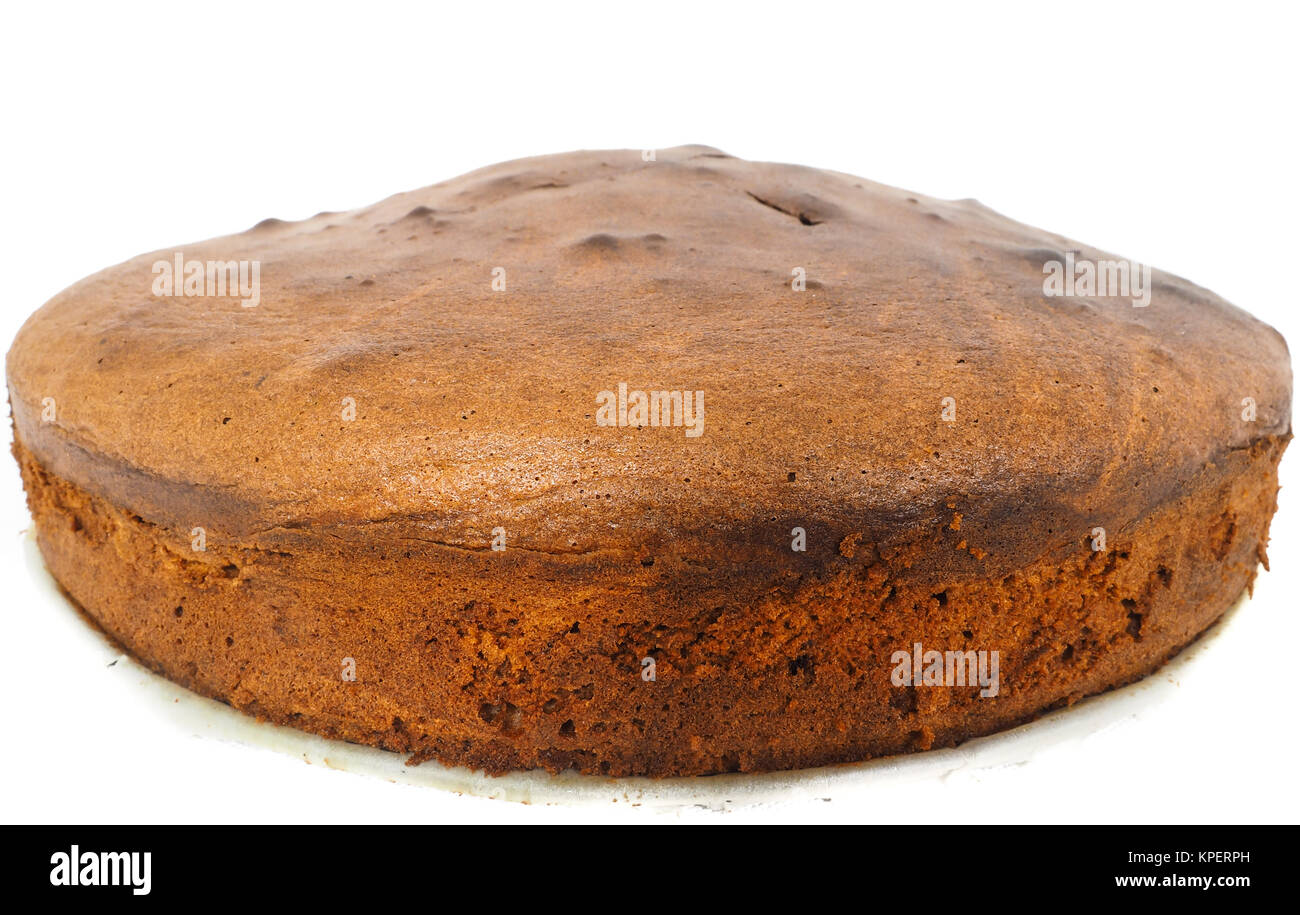 Closeup of freshly made round shaped chocolate cake base Stock Photo ...