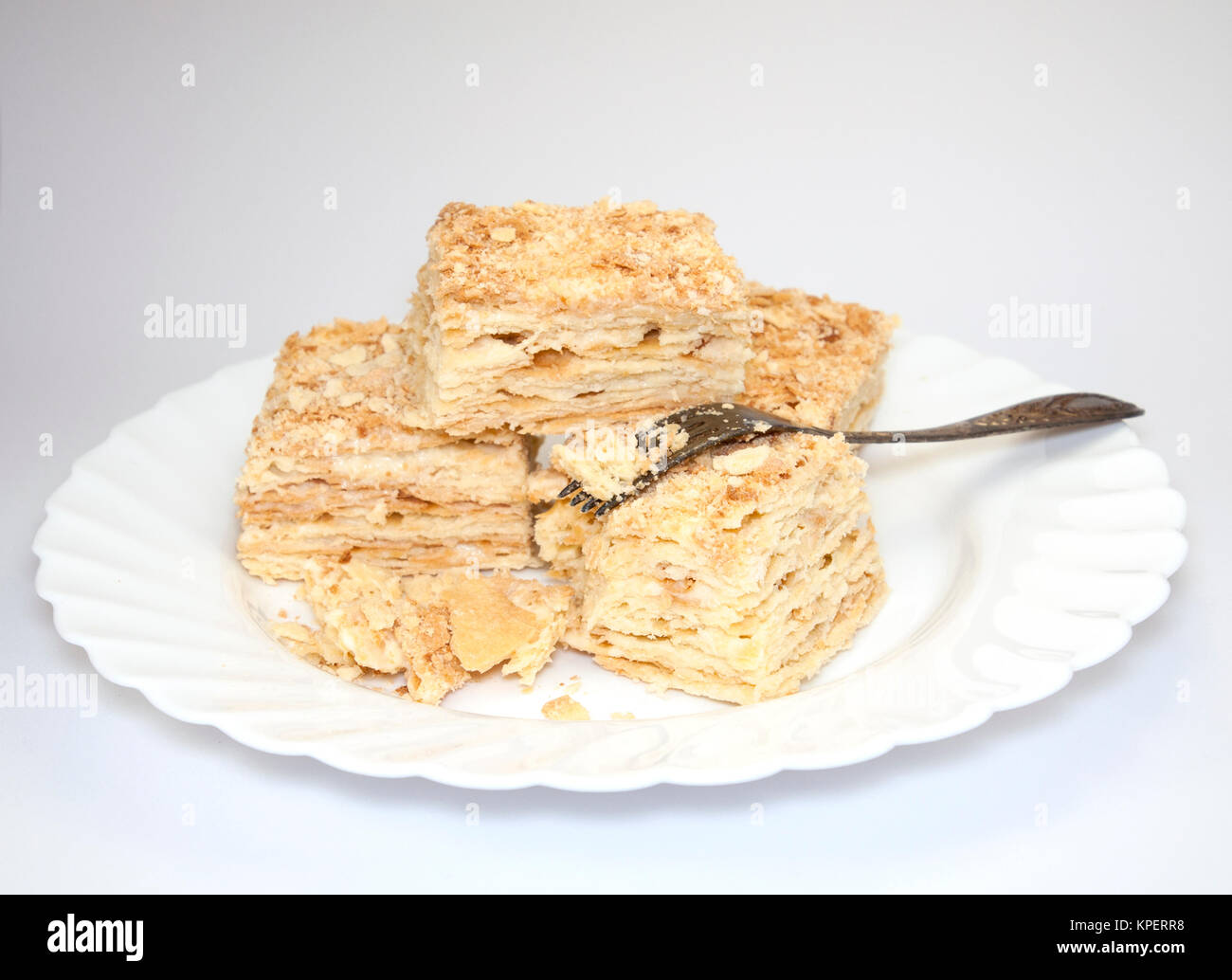 Pieces of cake with a fork Stock Photo - Alamy