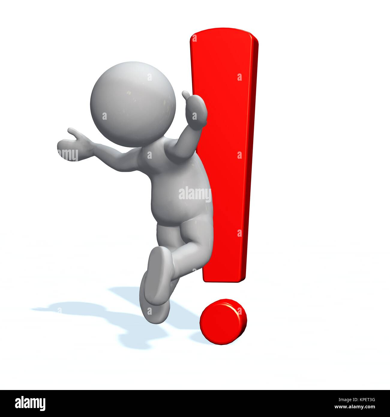 3d people - man,person and a red exclamation mark Stock Photo - Alamy