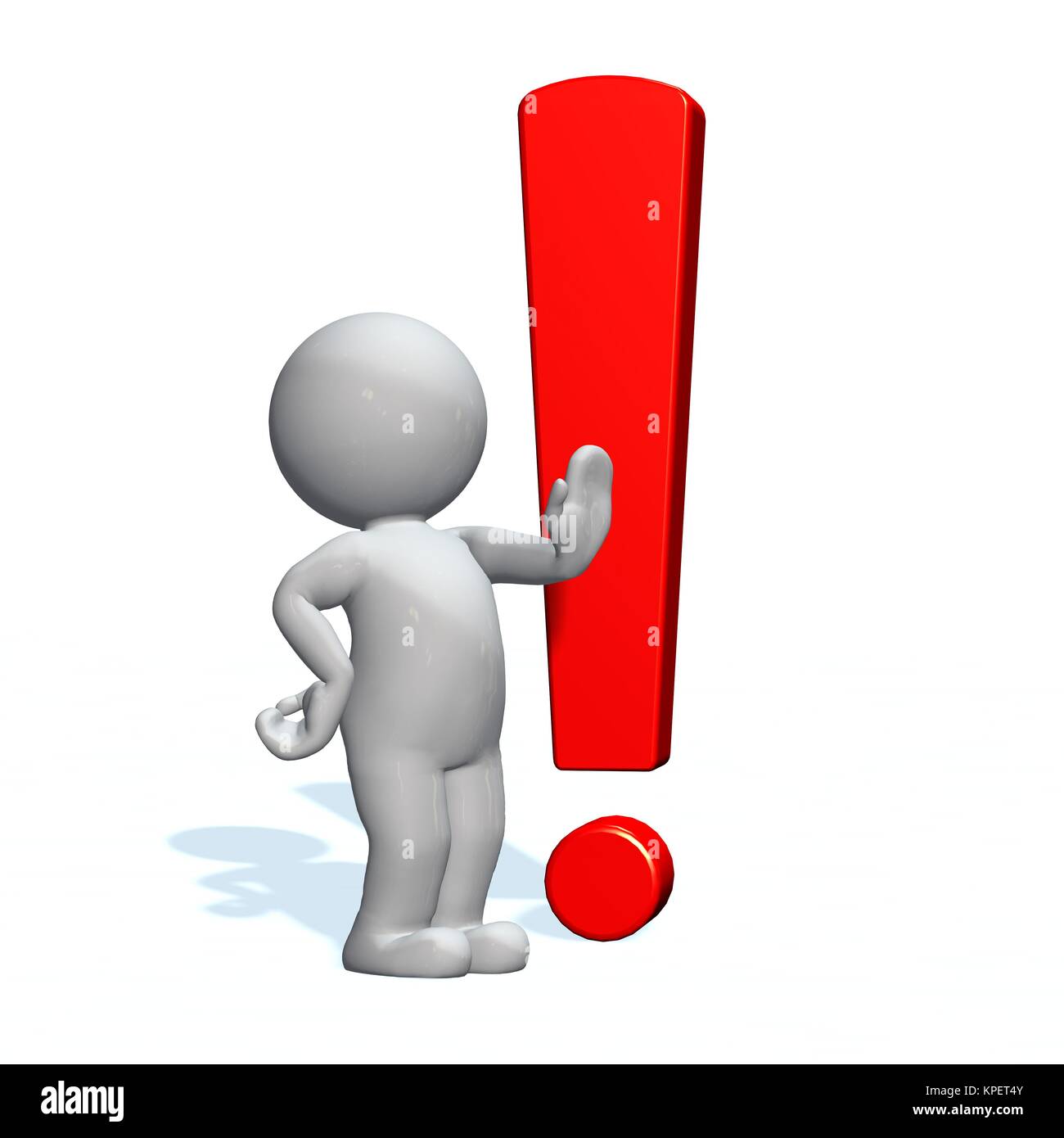 3d people - man,person and a red exclamation mark Stock Photo - Alamy