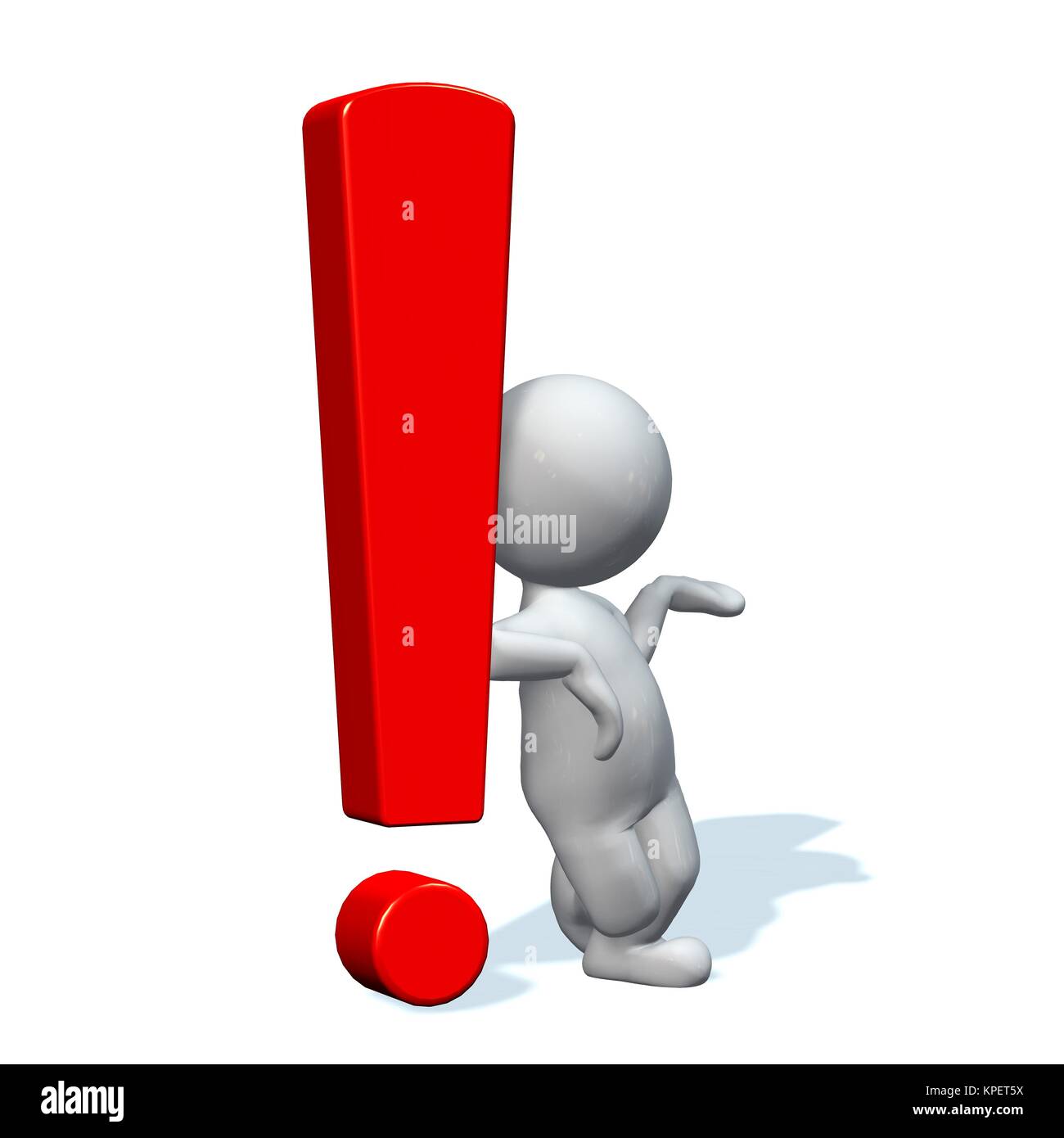 3d people - man,person and a red exclamation mark Stock Photo - Alamy