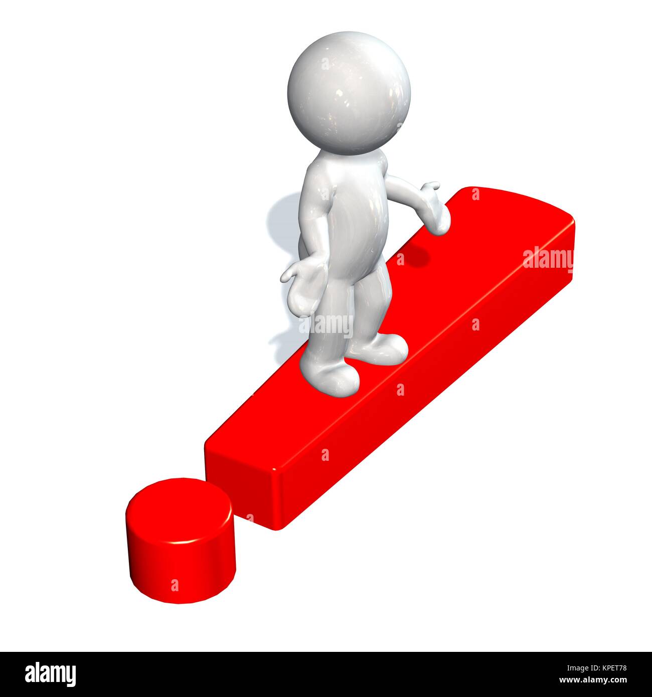 3D people - a man,person and a red exclamation mark Stock Photo - Alamy