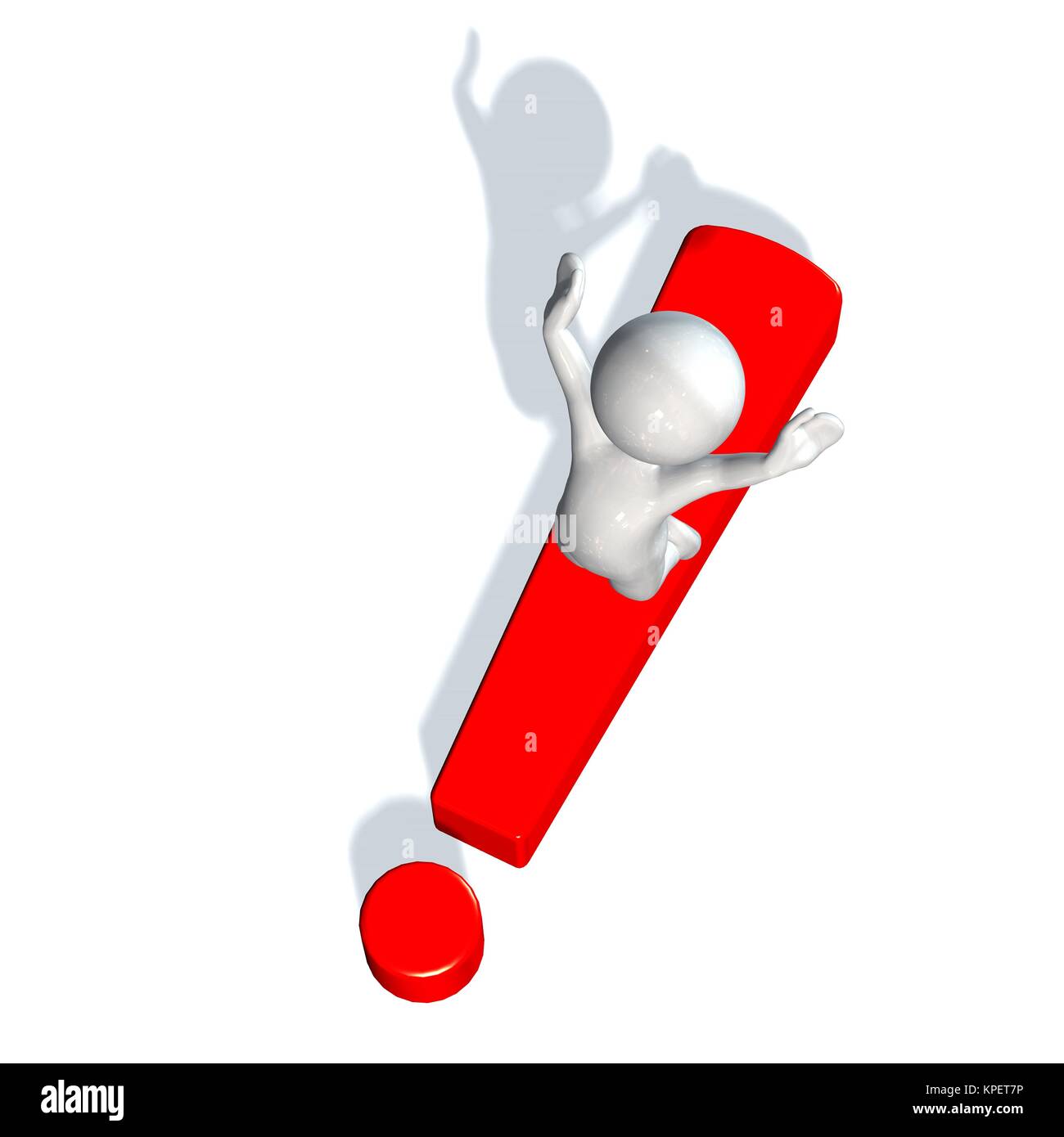 3D people - a man,person and a red exclamation mark Stock Photo - Alamy
