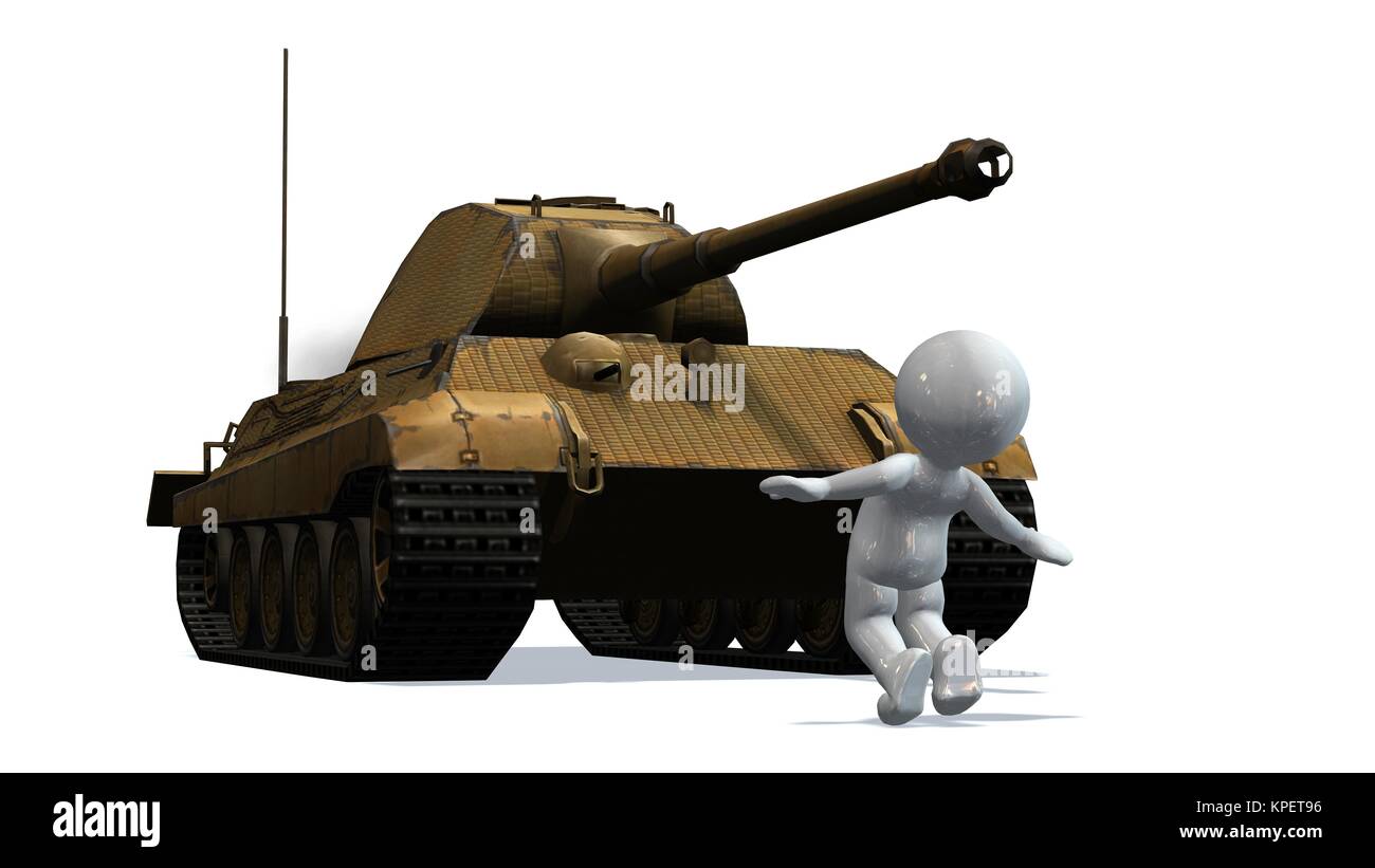3d people in front of a main battle tank - isolated on white Stock ...