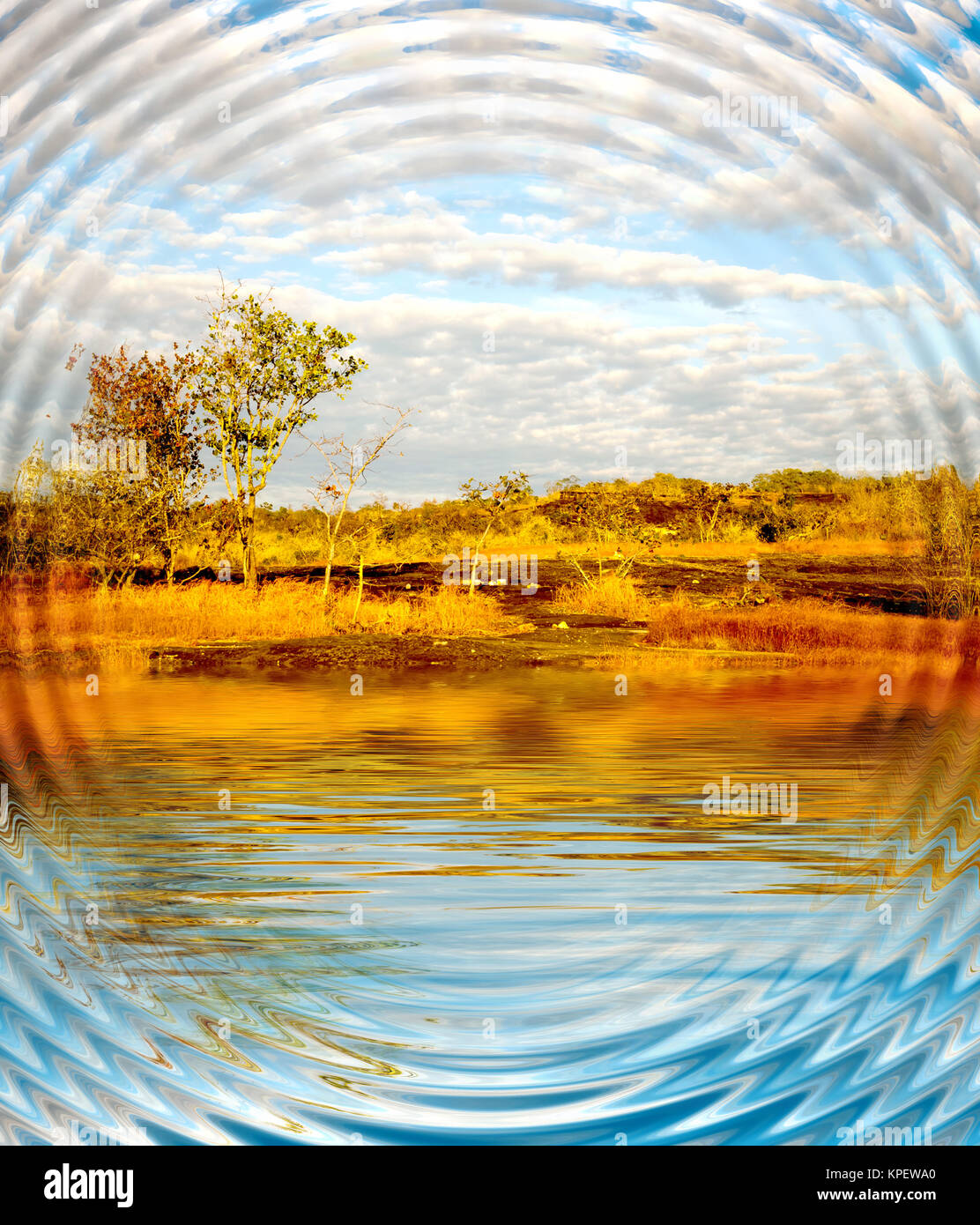 Surface Rippled of water with clouds and sky background Stock Photo - Alamy