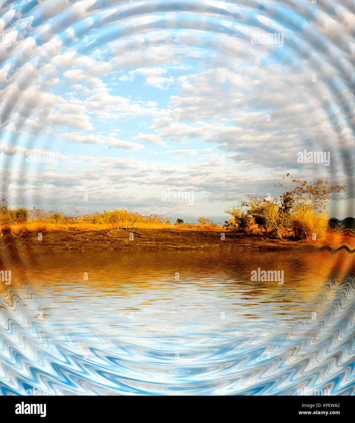 Surface Rippled of water with clouds and sky background Stock Photo - Alamy