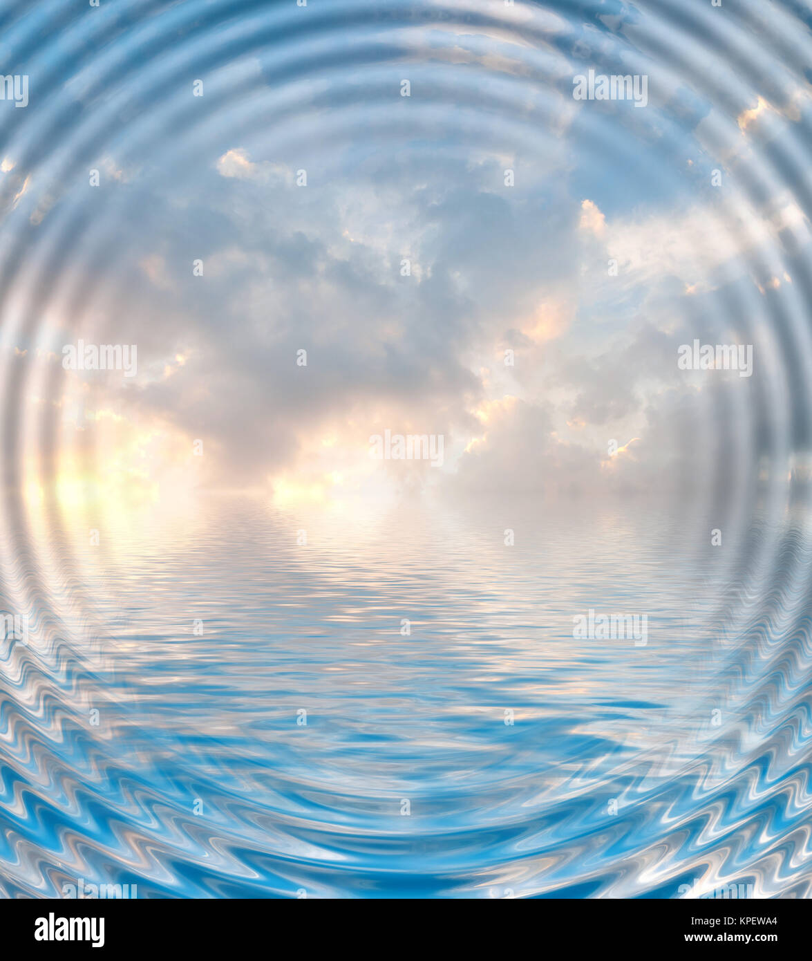 Surface Rippled of water with clouds and sky background Stock Photo - Alamy
