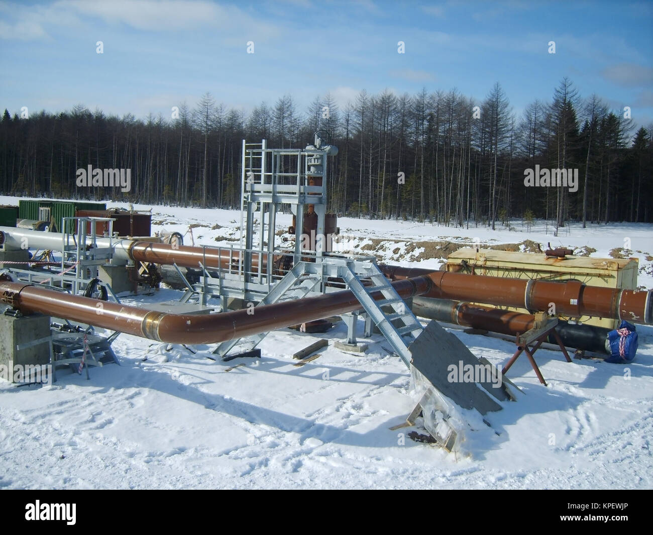 Platform of construction pipelines Stock Photo - Alamy