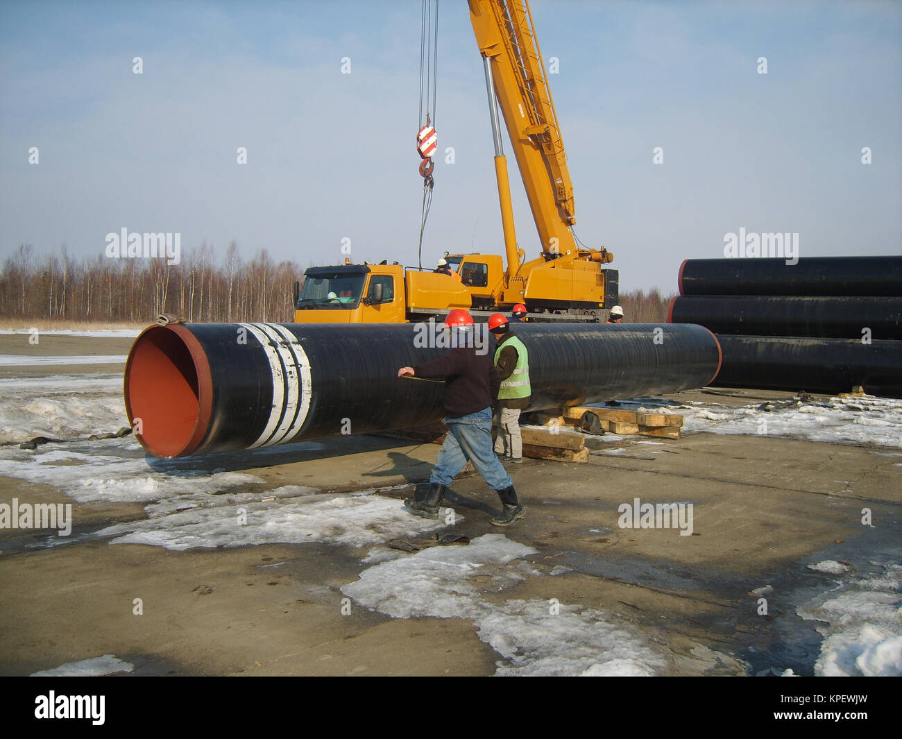 Construction of gas pipeline on the ground Stock Photo - Alamy
