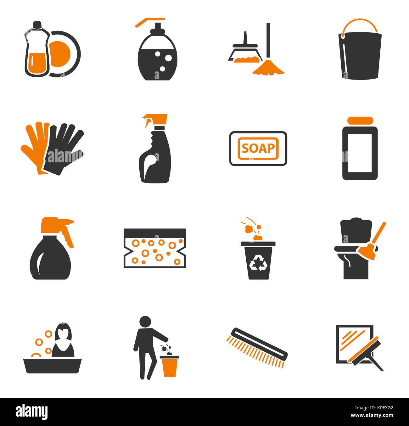 Cleaning company icons set Stock Photo - Alamy