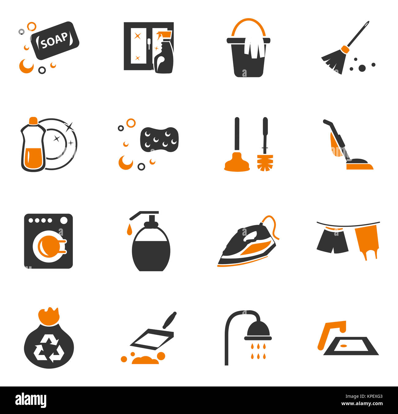 Cleaning company icons set Stock Photo - Alamy