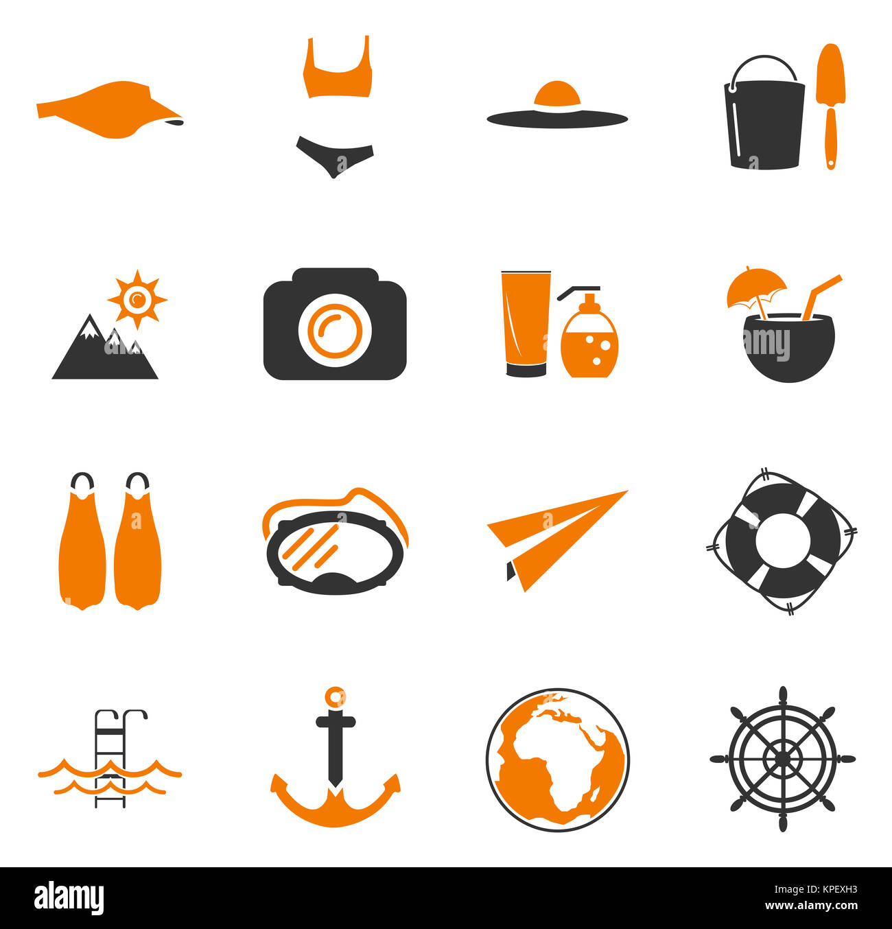 Beach icon set Stock Photo - Alamy