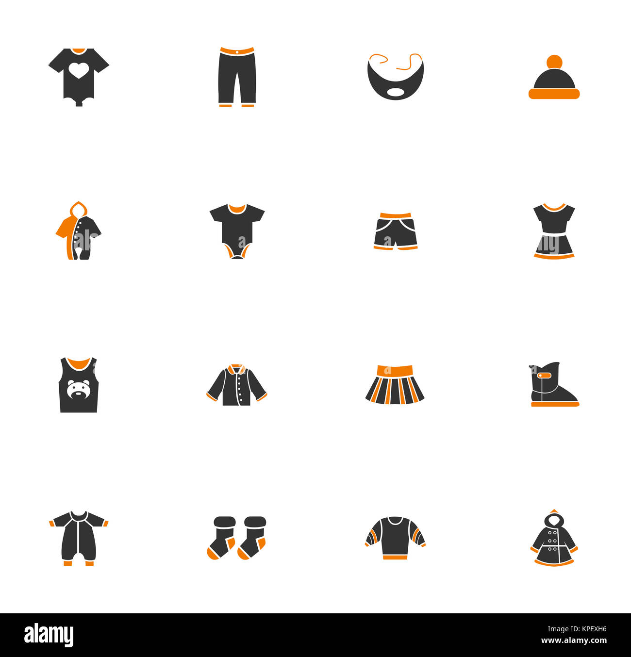 Baby clothes icons set Stock Photo - Alamy