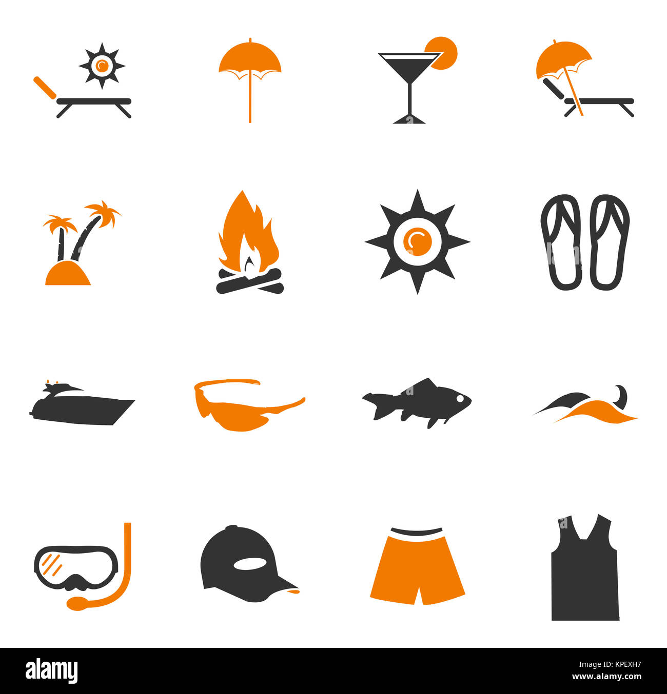 Beach icon set Stock Photo - Alamy