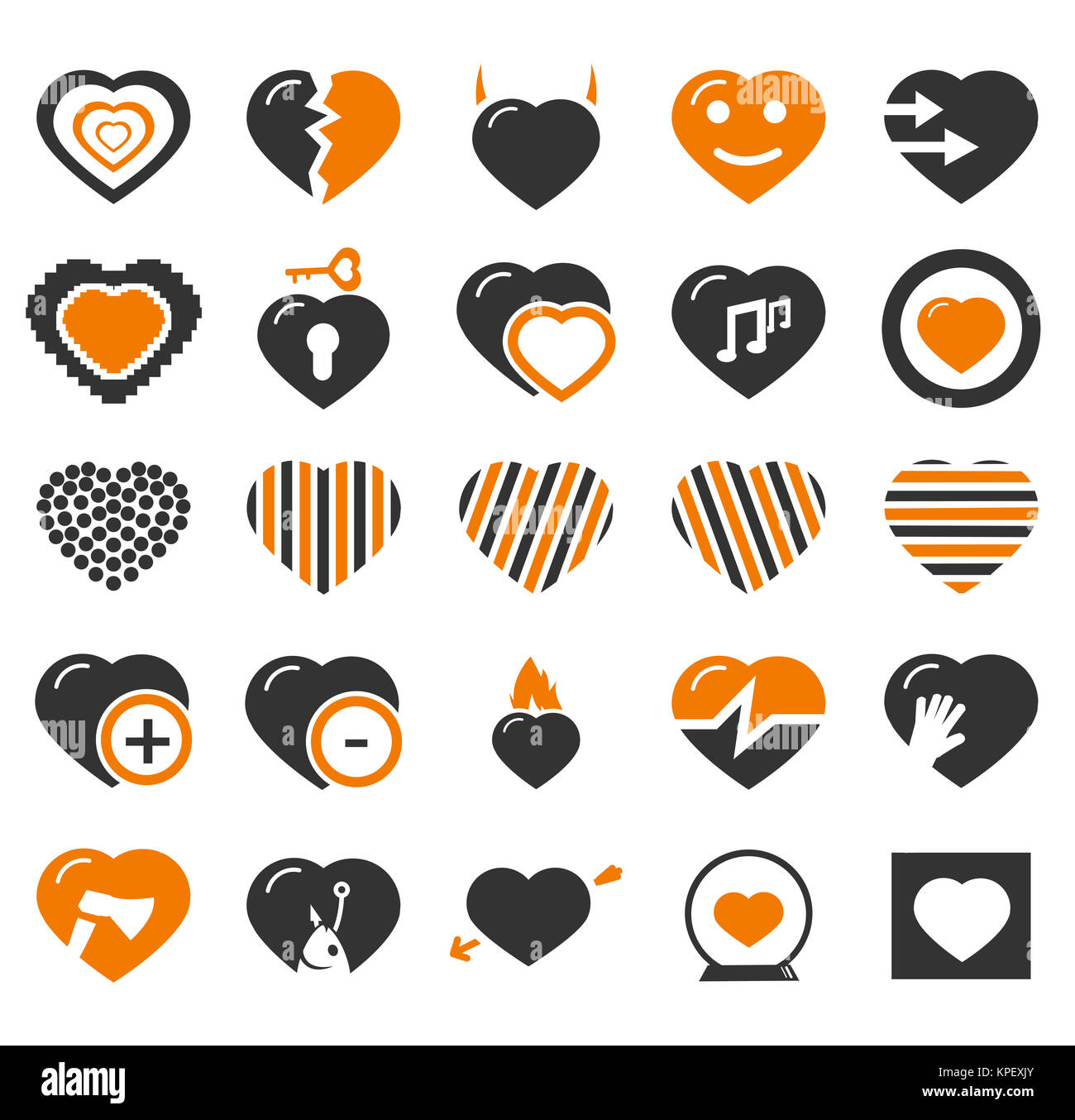 Heart Icon Set Stock Photo - Alamy
