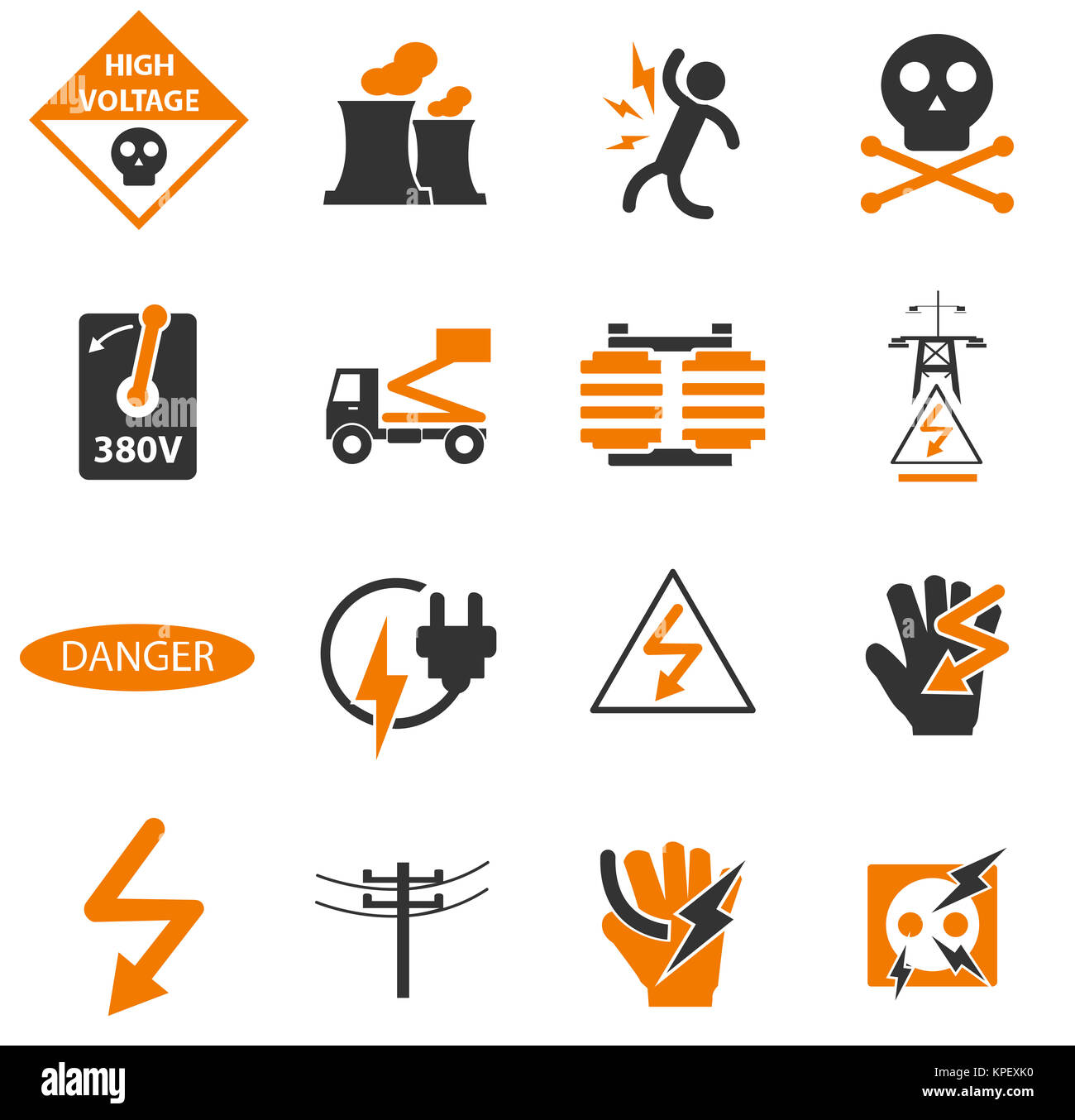 High voltage icons set Stock Photo - Alamy