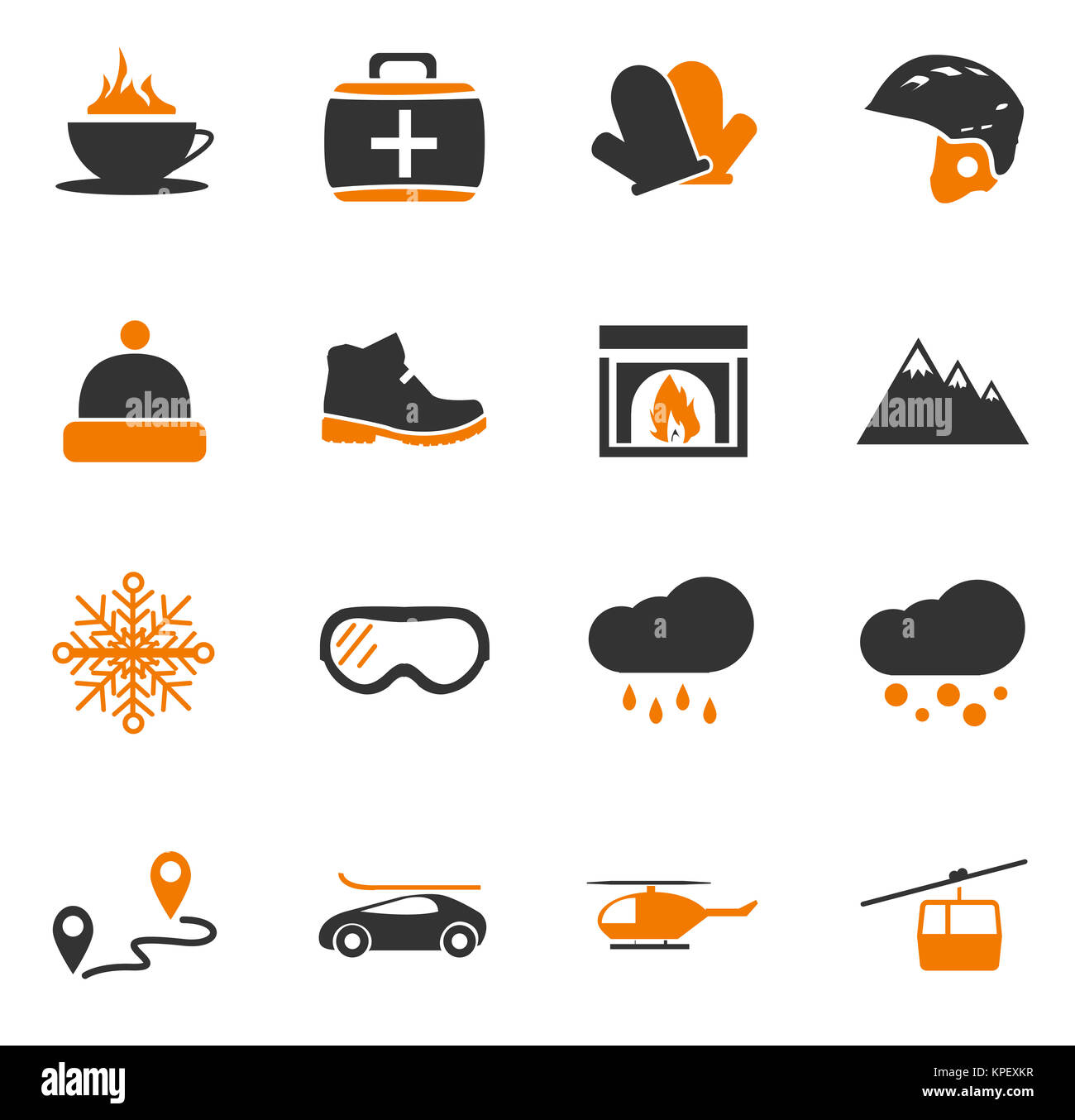 Skiing icon set Stock Photo - Alamy