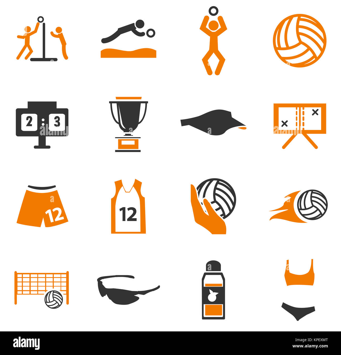 Volleyball icon set Stock Photo - Alamy