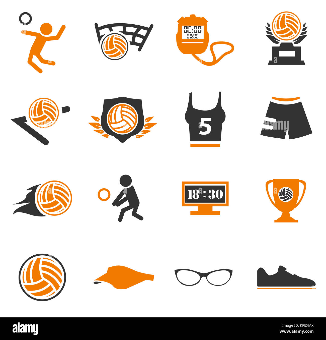 Volleyball icon set Stock Photo - Alamy