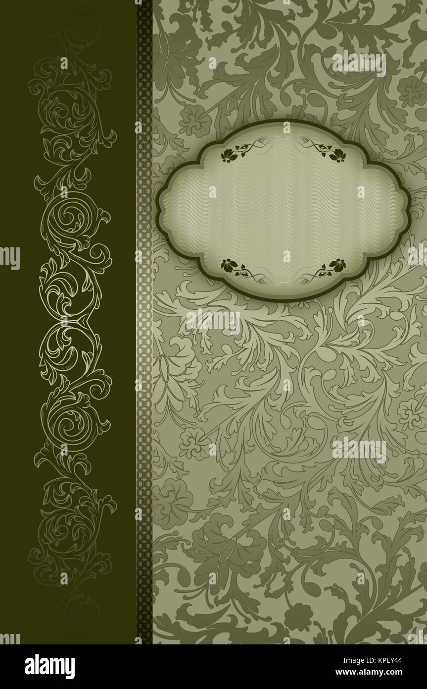 Floral background with decorative frame,old-fashioned ornament and ...