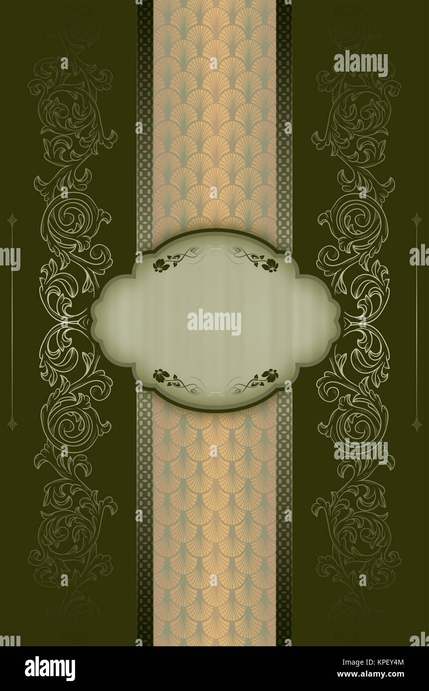 Floral background with decorative frame,old-fashioned ornament and ...