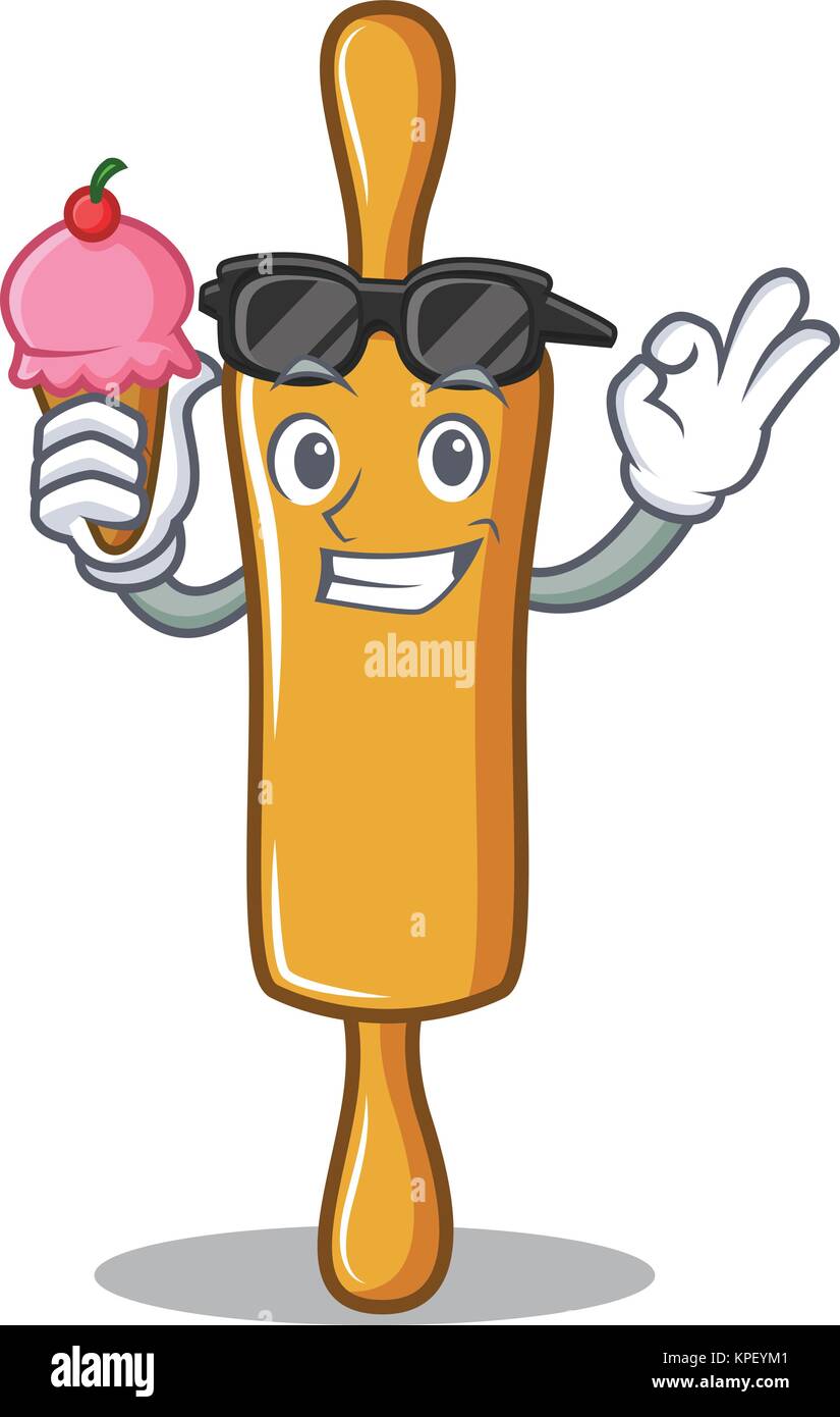With ice cream rolling pin character cartoon Stock Vector Image & Art ...