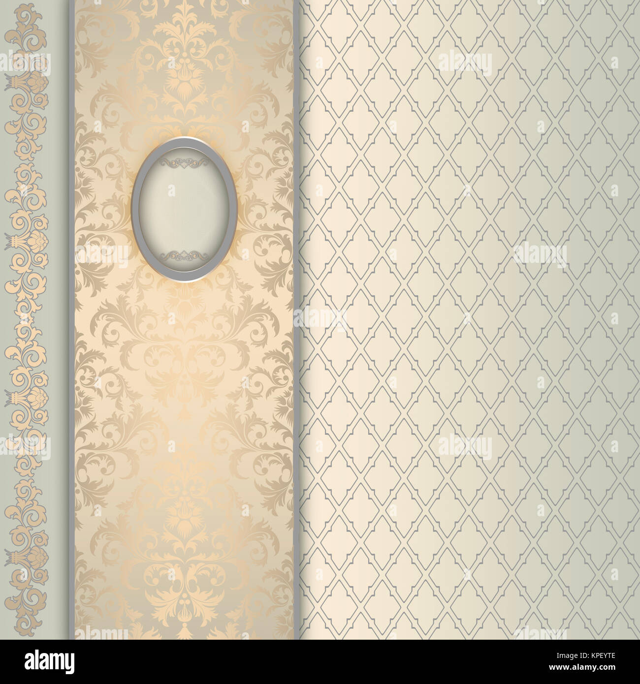 Vintage invitation card design. Old-fashioned ornamental background ...