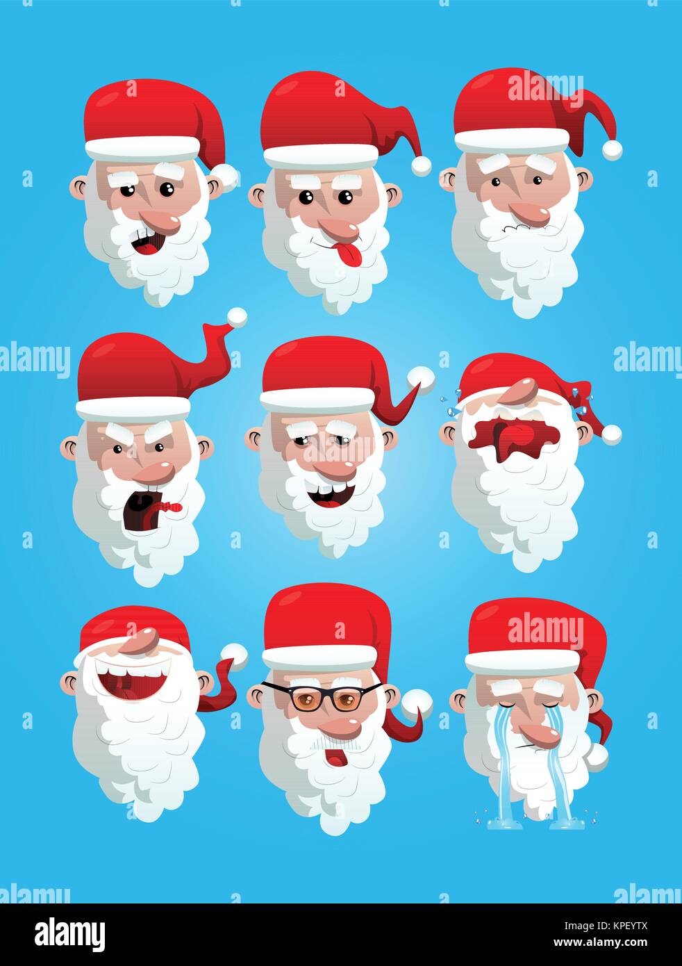 Christmas Santa Claus avatars set. Vector cartoon character emotion ...