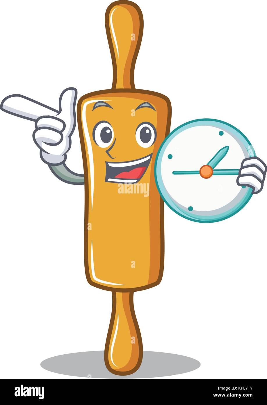 With clock rolling pin character cartoon Stock Vector Image & Art - Alamy