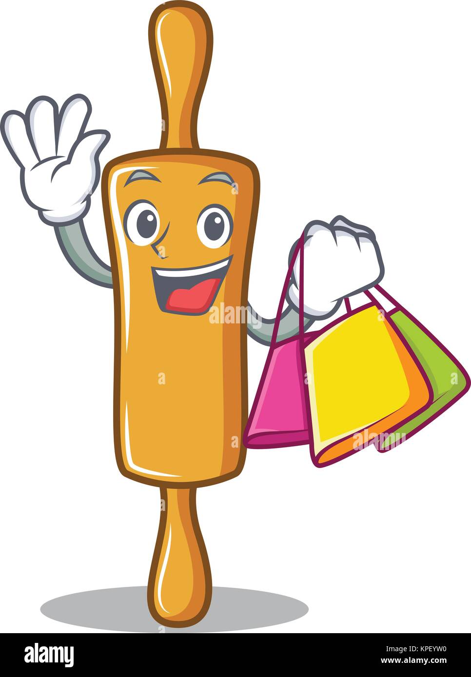 Shopping rolling pin character cartoon Stock Vector Image & Art - Alamy