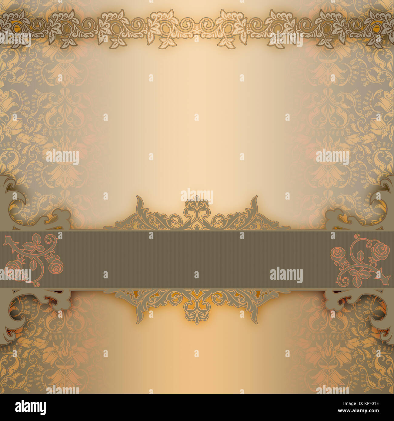 Vintage background with floral patterns and decorative border. Vintage ...