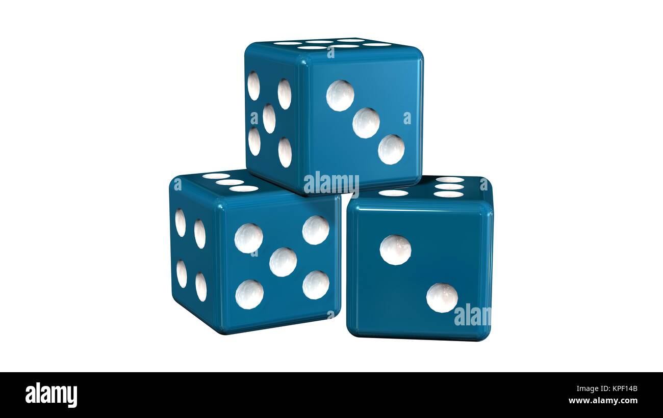 Three blue cubes - insulated on white background Stock Photo - Alamy