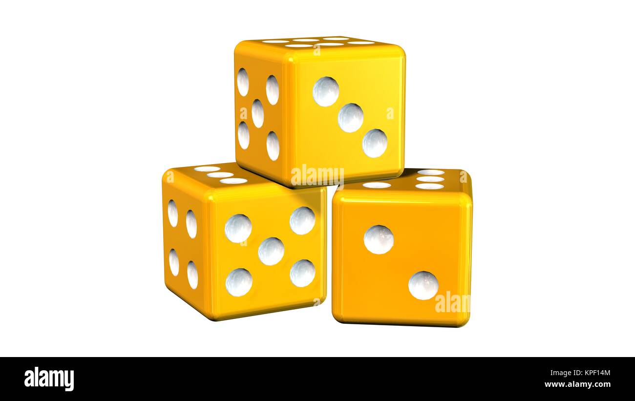 Three yellow cubes - separated on white background Stock Photo - Alamy