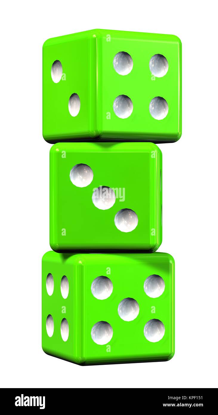 Three green cubes - insulated on white background Stock Photo - Alamy