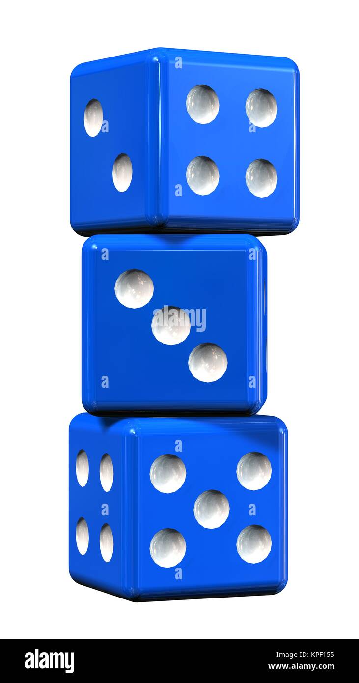 Three blue cubes - insulated on white background Stock Photo - Alamy