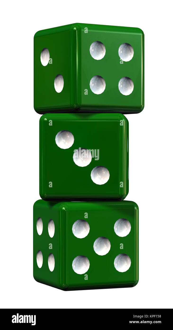 Three green cubes - insulated on white background Stock Photo - Alamy