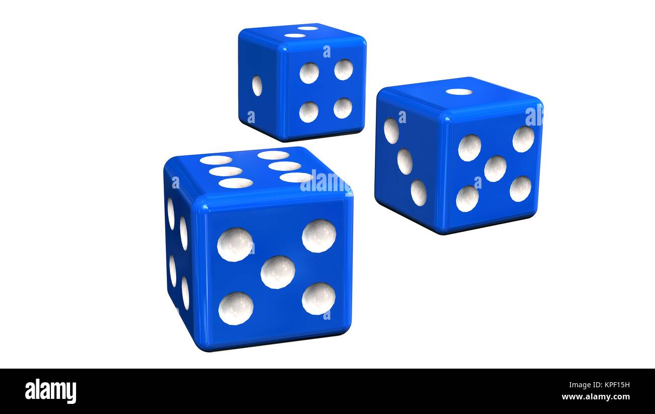 Three blue cubes - insulated on white background Stock Photo - Alamy