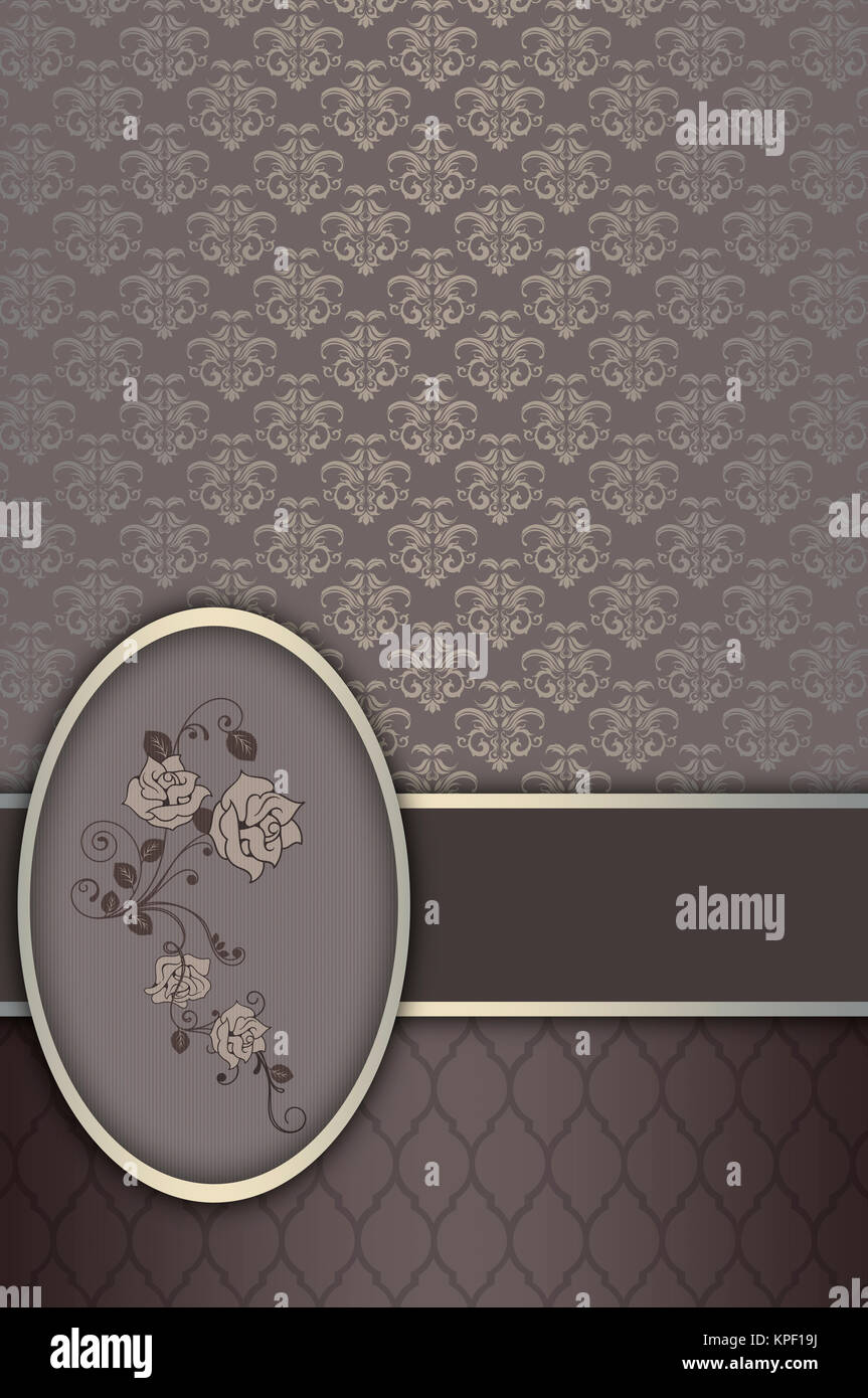 Vintage invitation card design. Background with floral patterns and ...