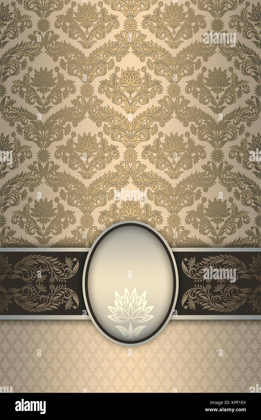 Vintage decorative background with elegant floral patterns and frame ...