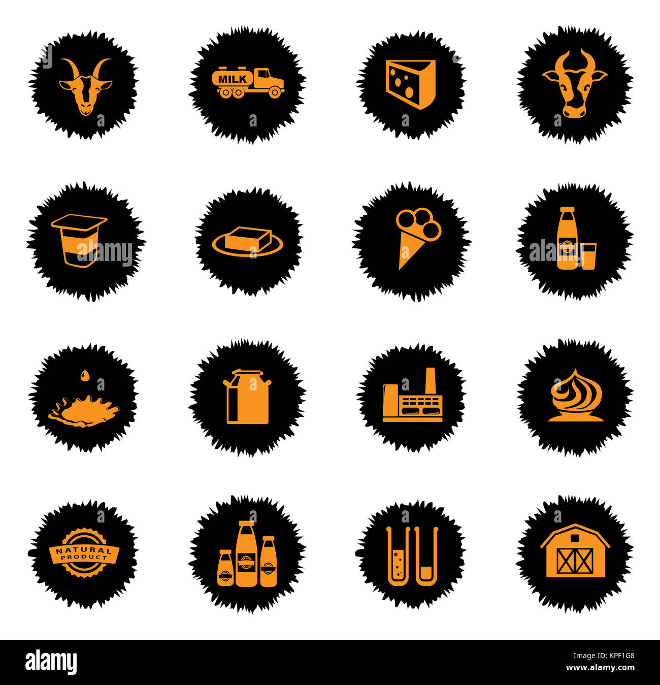 Milk industry icons set Stock Photo - Alamy