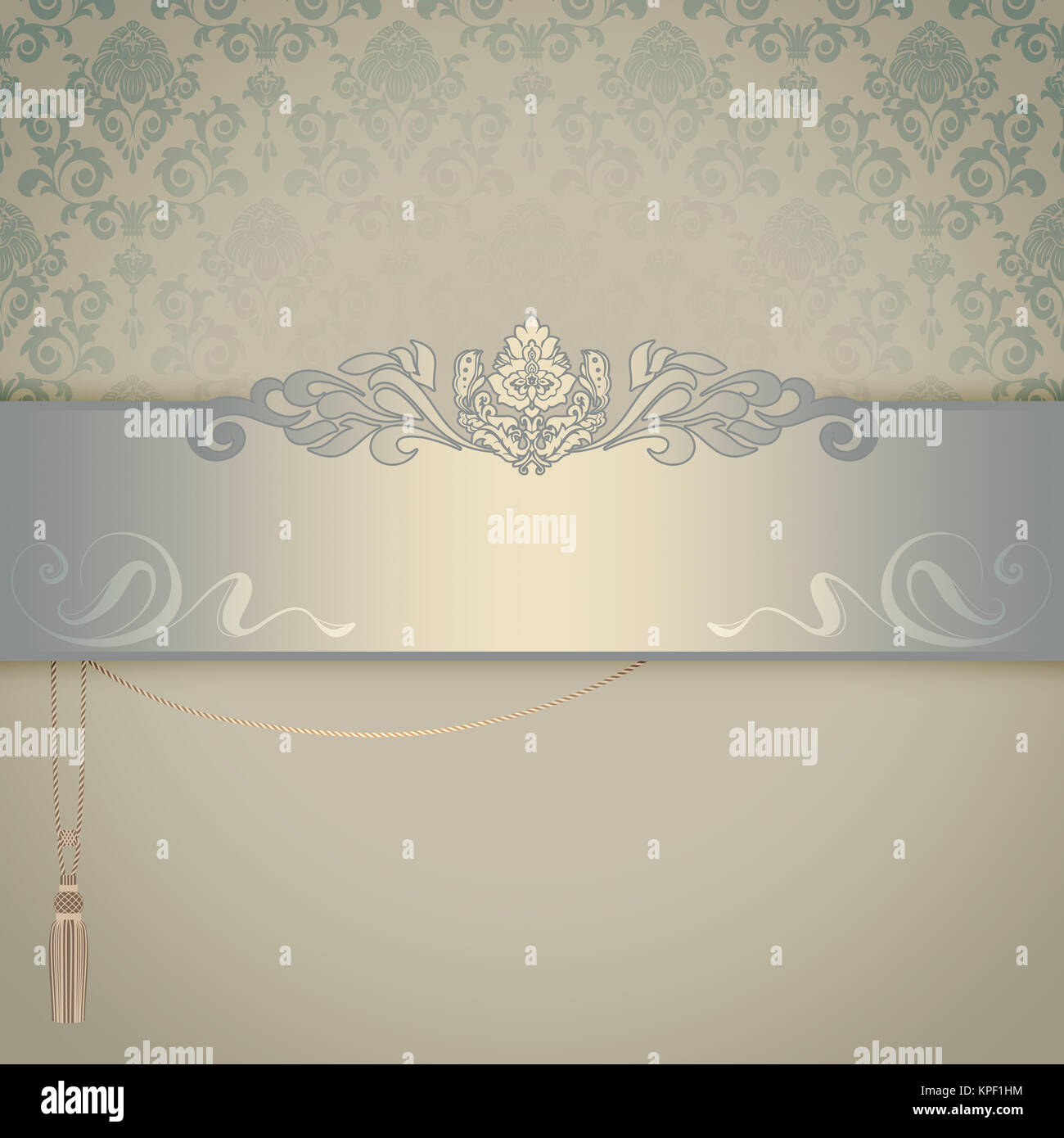 Decorative background with elegant border, floral patterns and braid ...