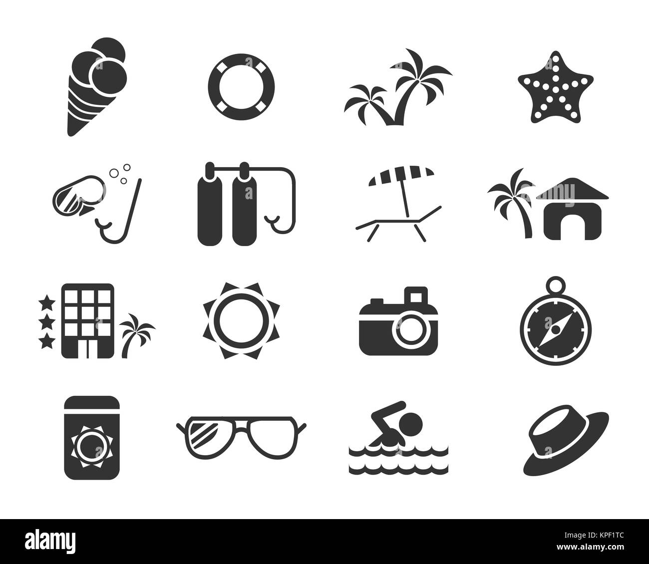 beach icon set Stock Photo - Alamy