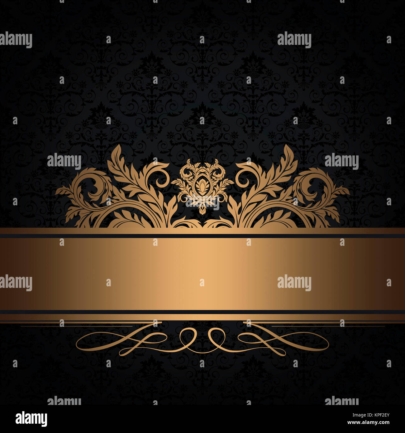 Vintage background with decorative border. Black and gold style Stock ...