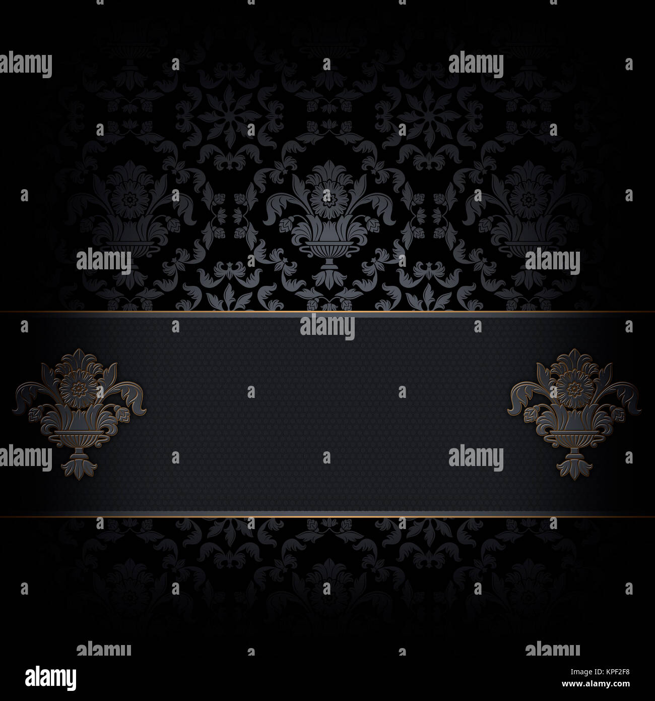 Black vintage background with old-fashioned floral patterns and ...