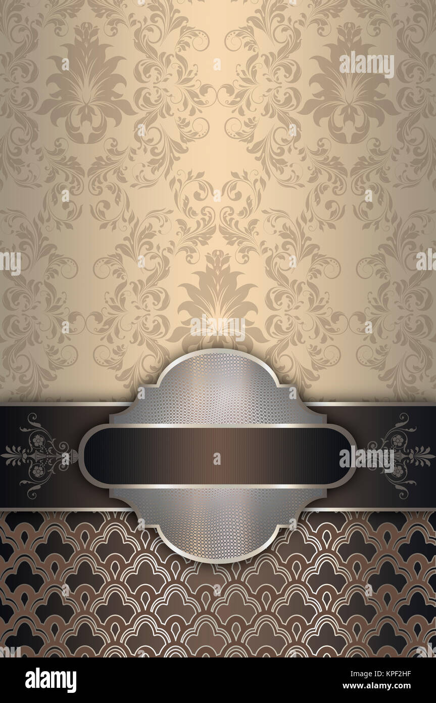 Vintage background with old-fashioned floral patterns and elegant frame ...