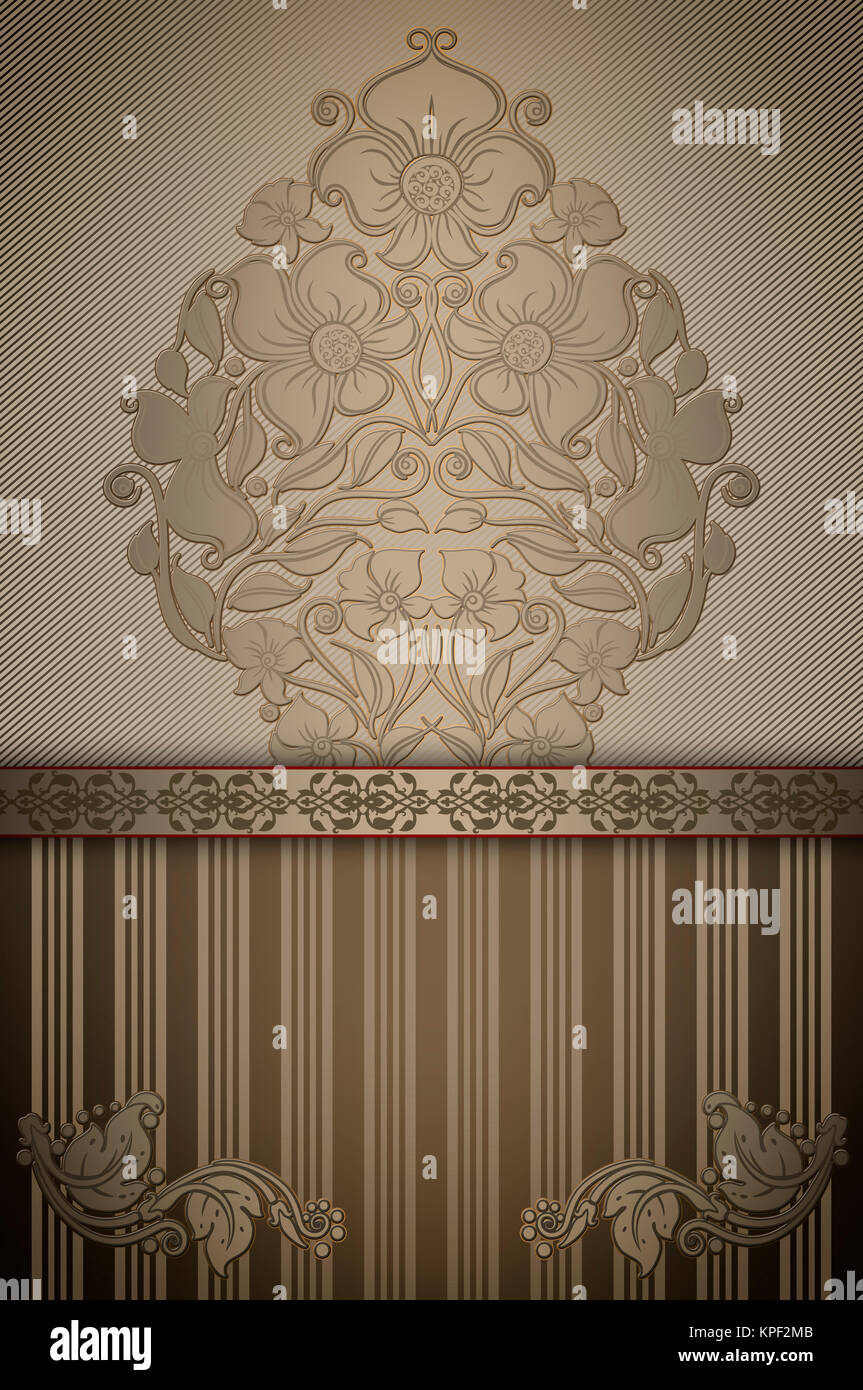 Background with elegant flowers, decorative old-fashioned border and ...