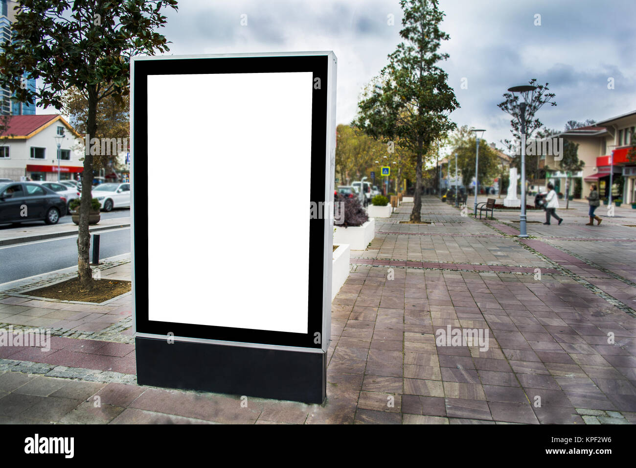 vertical blank billboard on the city street Stock Photo - Alamy