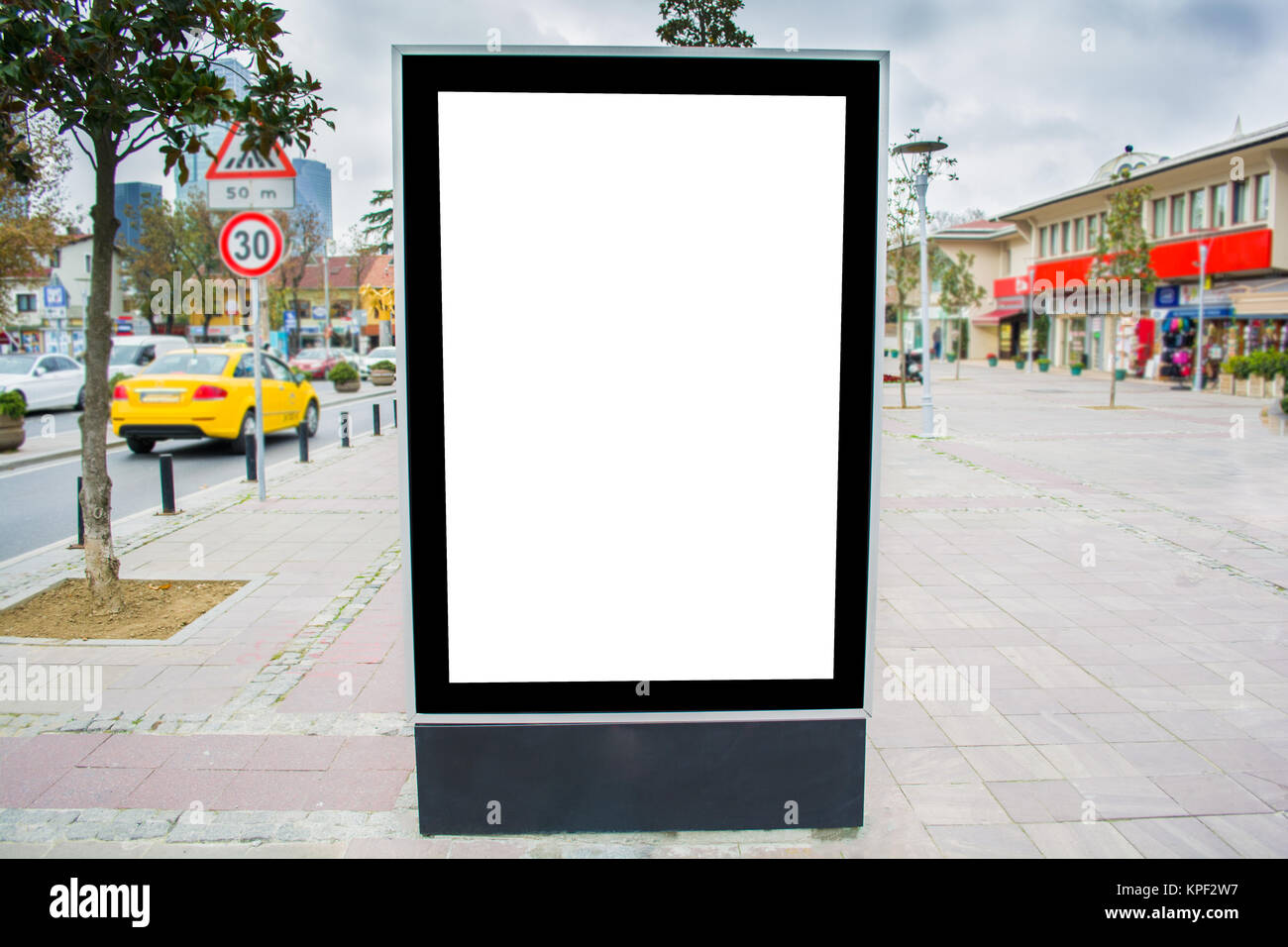 vertical blank billboard on the city street Stock Photo - Alamy